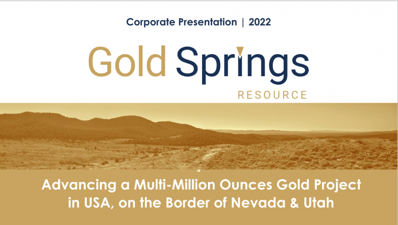 Presentation | Gold Springs Resource Corp.